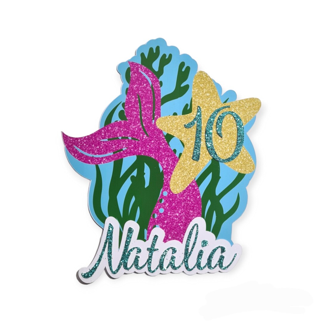 Personalised Mermaid Cake Topper, Girls Birthday Cake Decorations, Sea ...