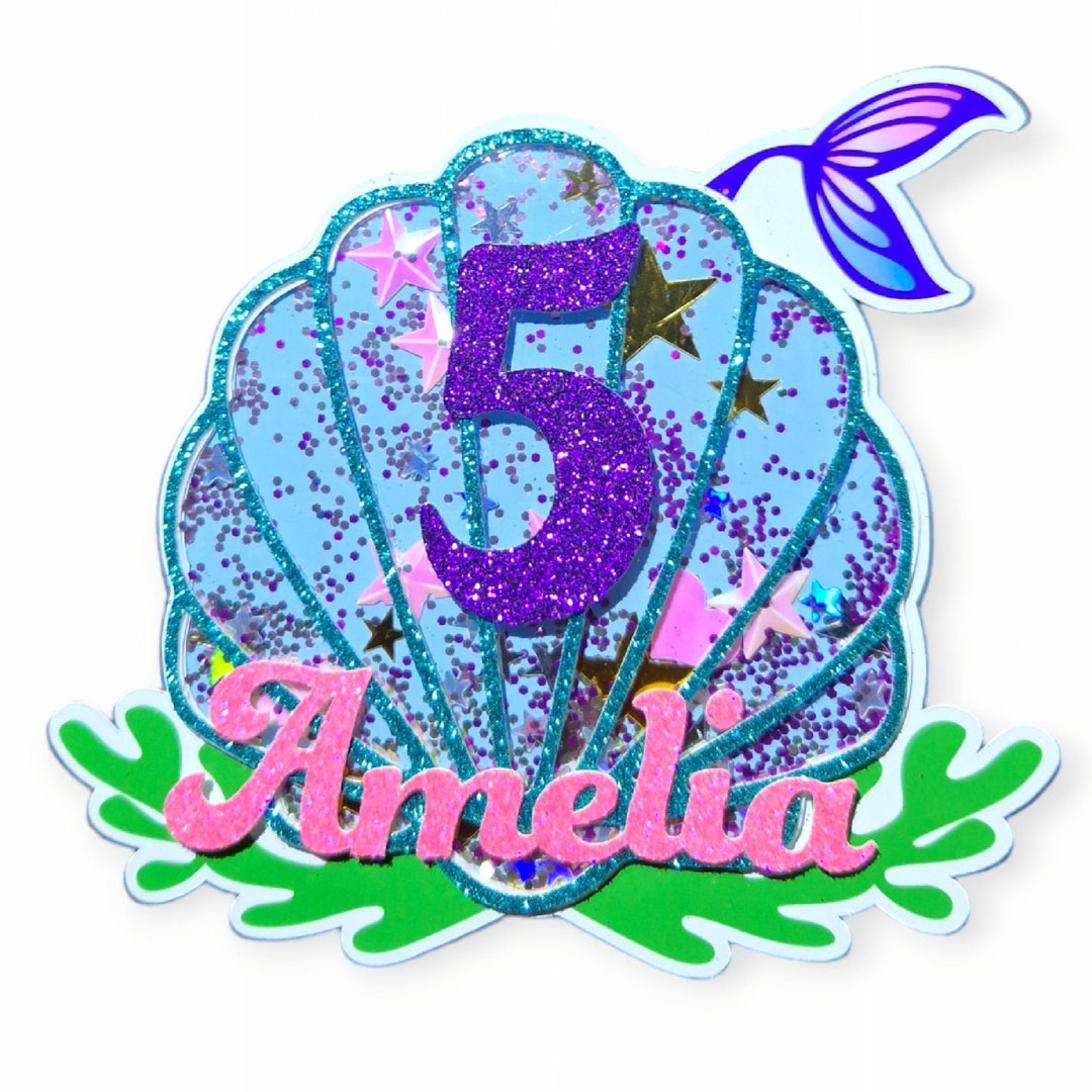 Mermaid Shaker Personalised Cake Topper, Girls Birthday Cake ...