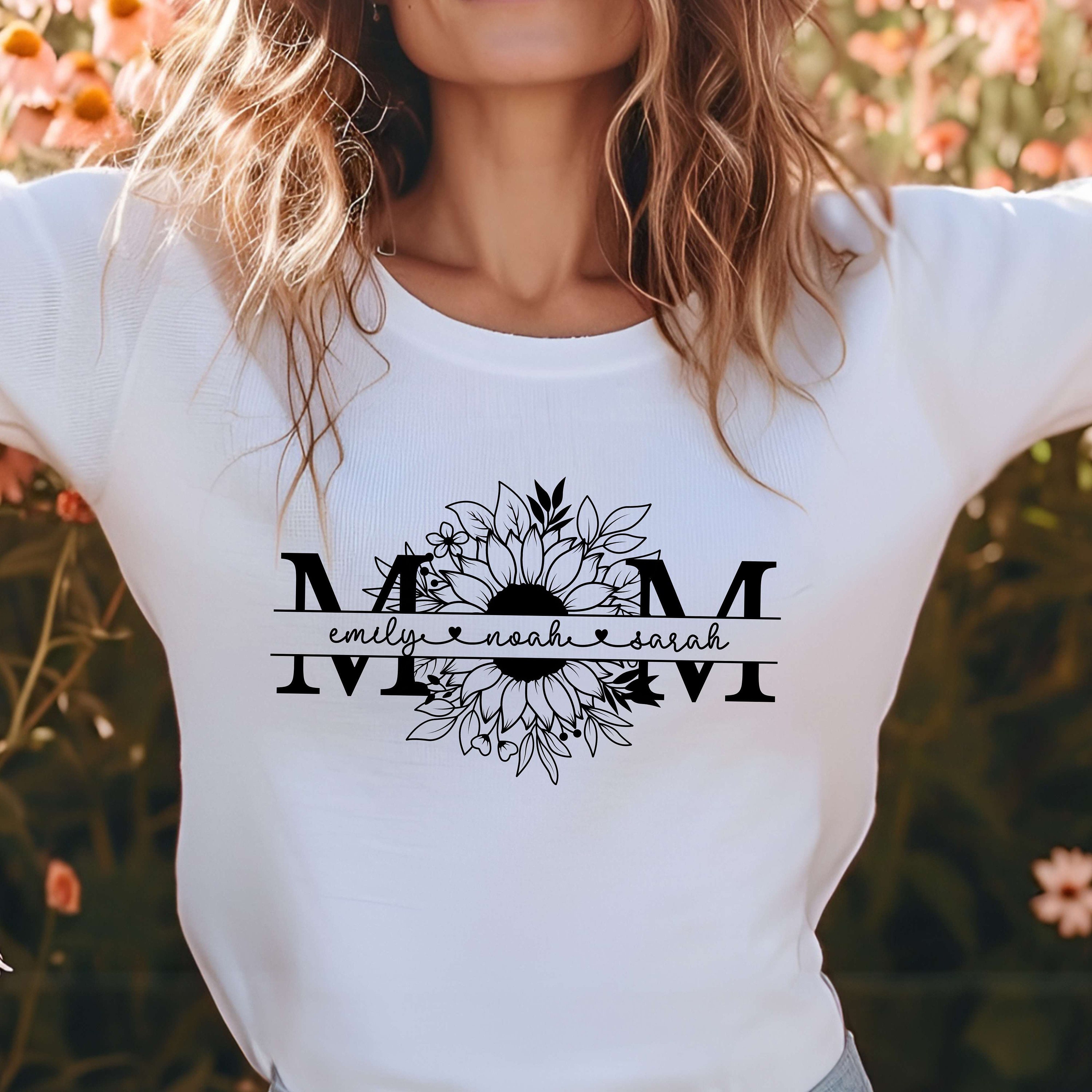 Sunflower Mom Split Name Frame Png, Mom Split Monogram Png, Mom Outline ...