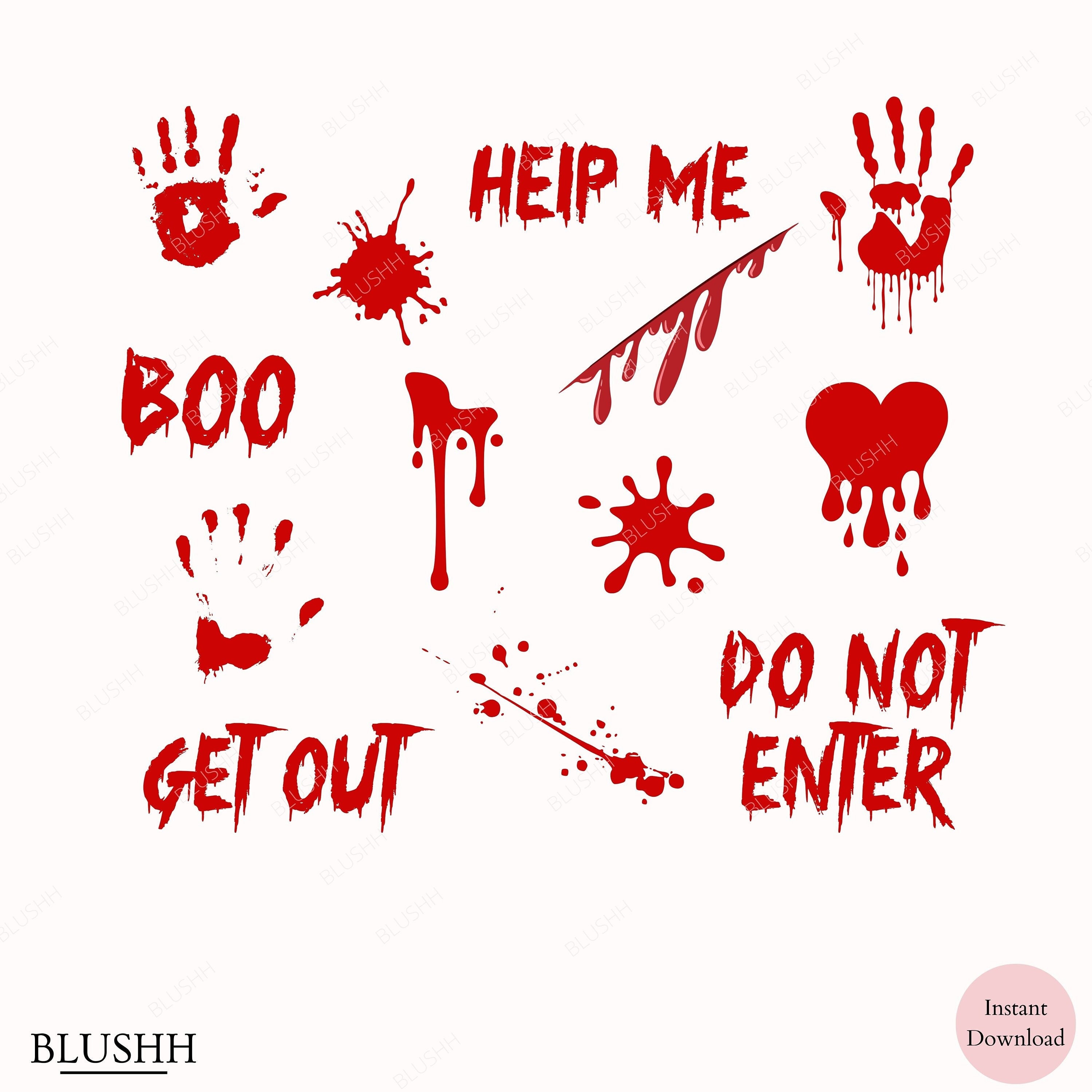 Blood Splatter SVG Bundle, Blood Halloween Clipart Blood SVG, Halloween ...