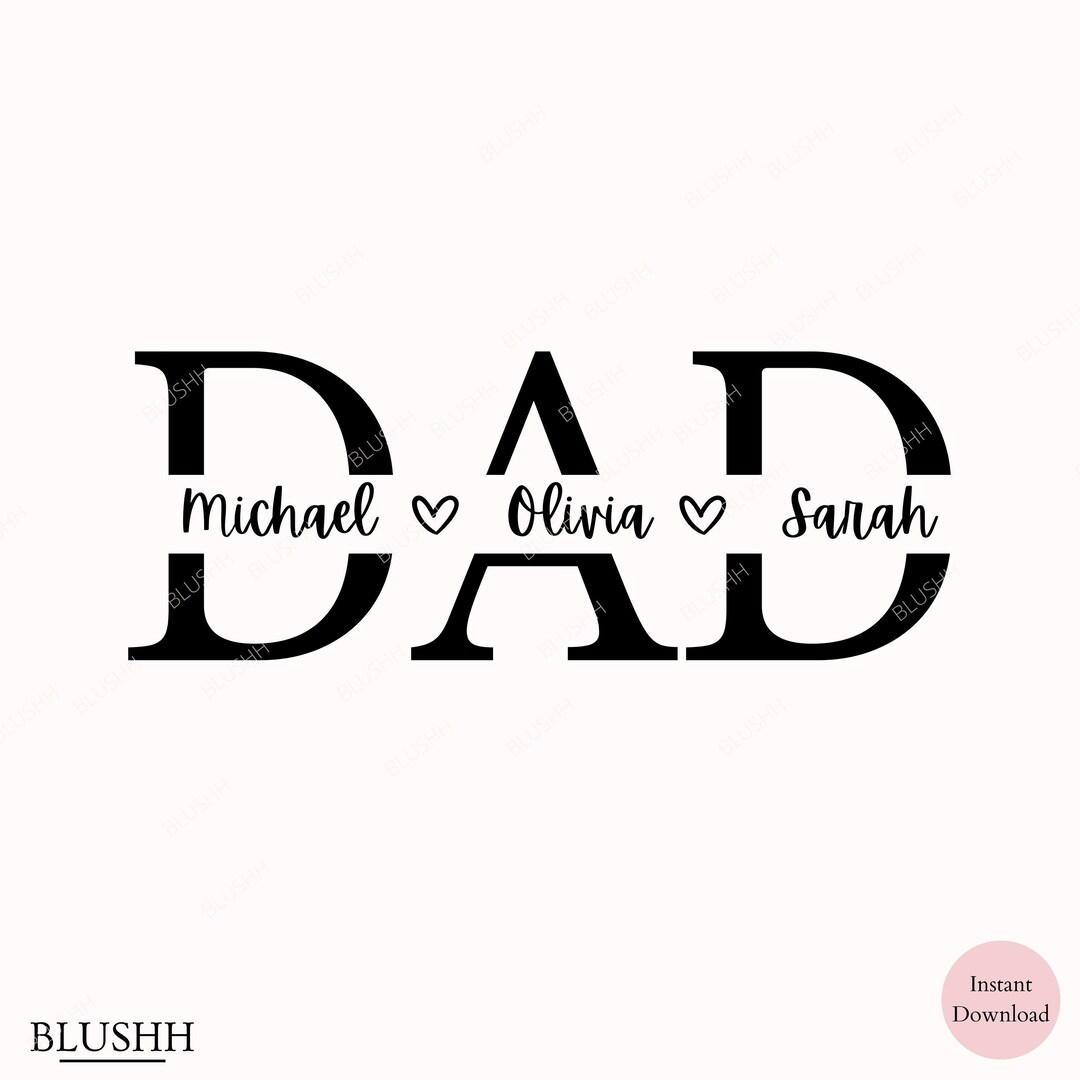 Fathers Day Svg, Dad Split Name Frame Svg, Dad Gift Png Dad Cut File ...