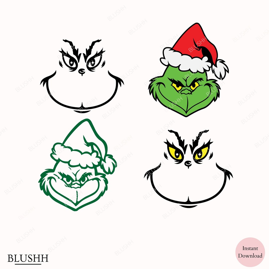 Grinch Cara Navidad SVG PNG Paquete, Grinchy cara Svg, Grinch cara ...