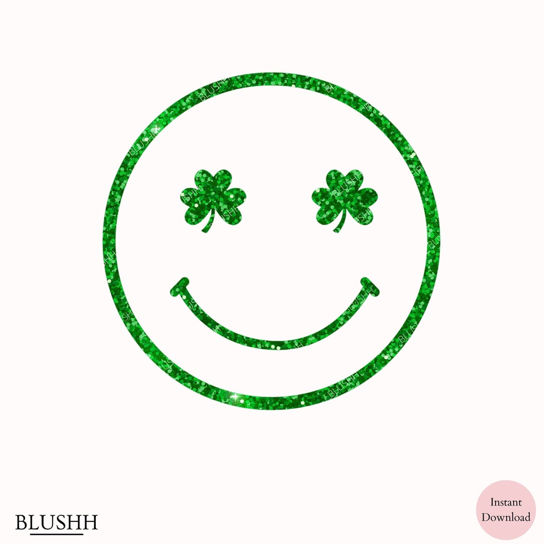 St Patricks Day PNG, Sparkly Smiley Face Png, Faux Glitter St Patricks ...