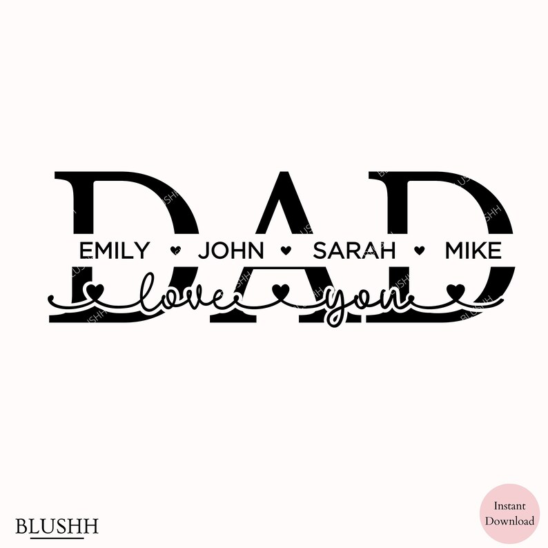 Dad Split Name Frame Png,dad Cricut Silhouette Png,dad Split Monogram ...