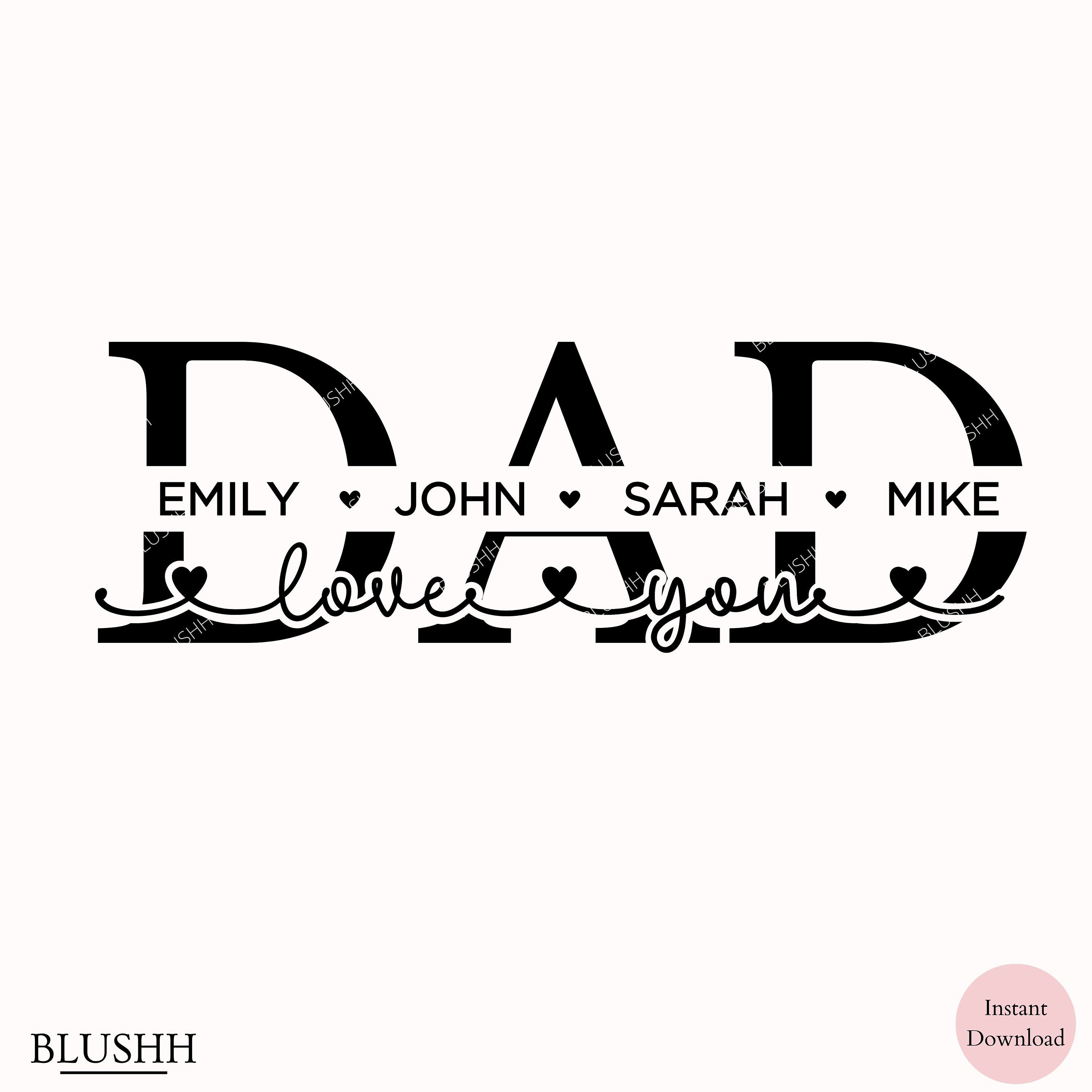 Dad Split Name Frame Png,dad Cricut Silhouette Png,dad Split Monogram ...