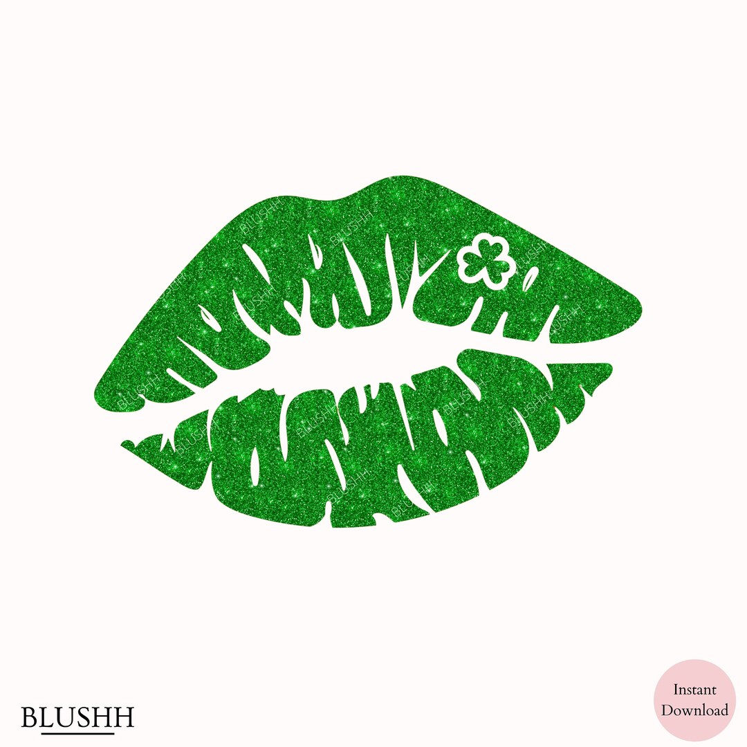 Lips With Clover Sparkle PNG, Faux Glitter Lips Shamrock St Patricks ...