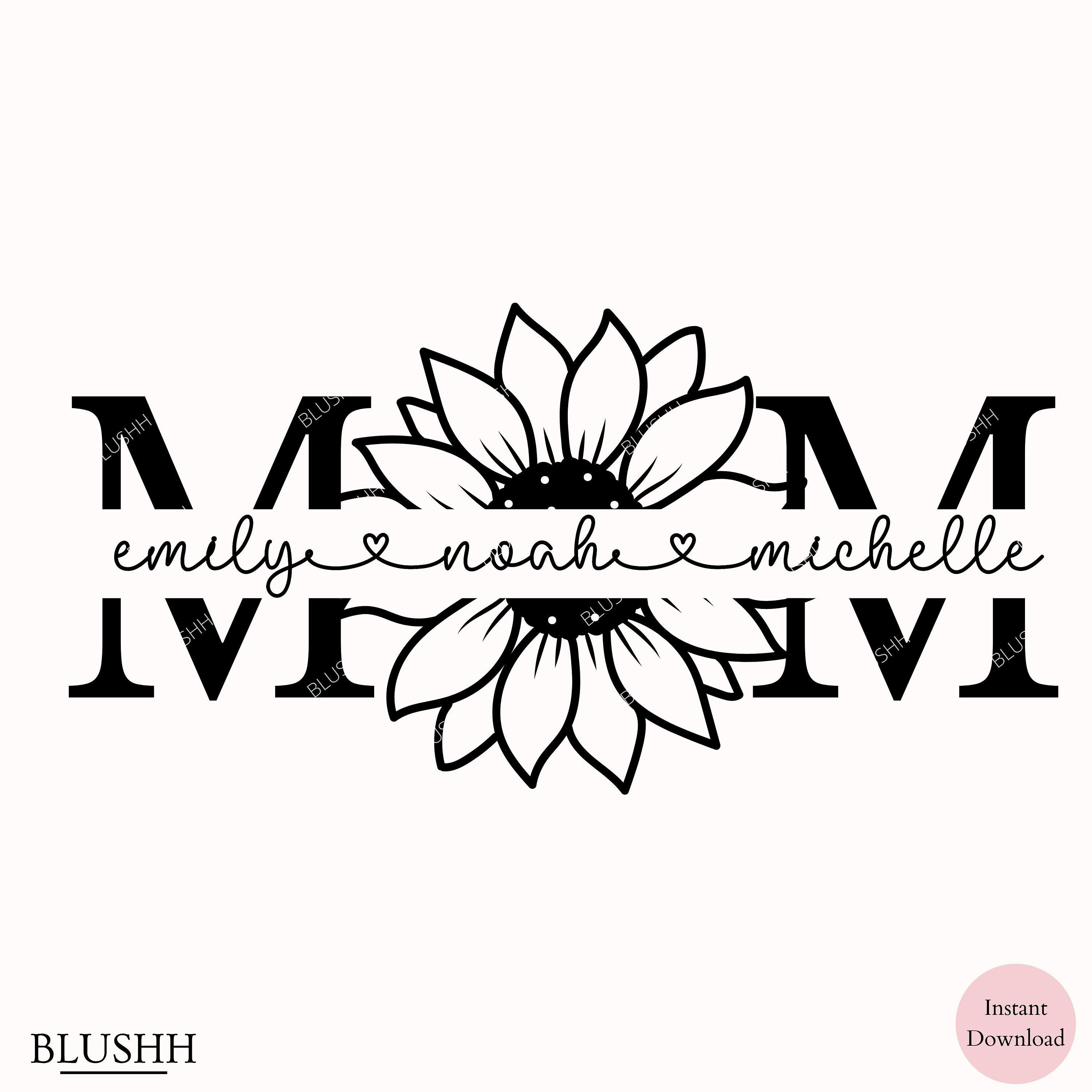Mom Split Name Frame Svg, Mom Sunflower Svg, Mother's Day SVG, Custom ...