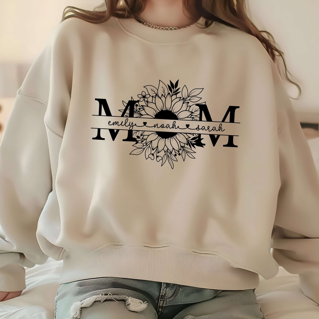 Sunflower Mom Split Name Frame Png, Mom Split Monogram Png, Mom Outline ...