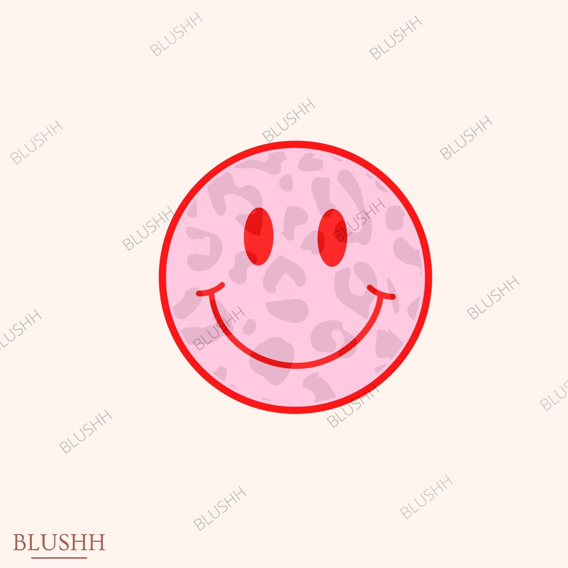 Leopard Smiley Face SVG File Cricut Preppy Happy Face PNG - Etsy