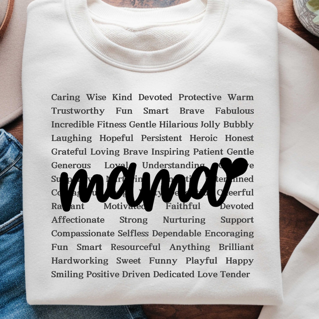 Mama Adjectives Png, Funny Mama Png, Cute Mom Sweater, Words of ...