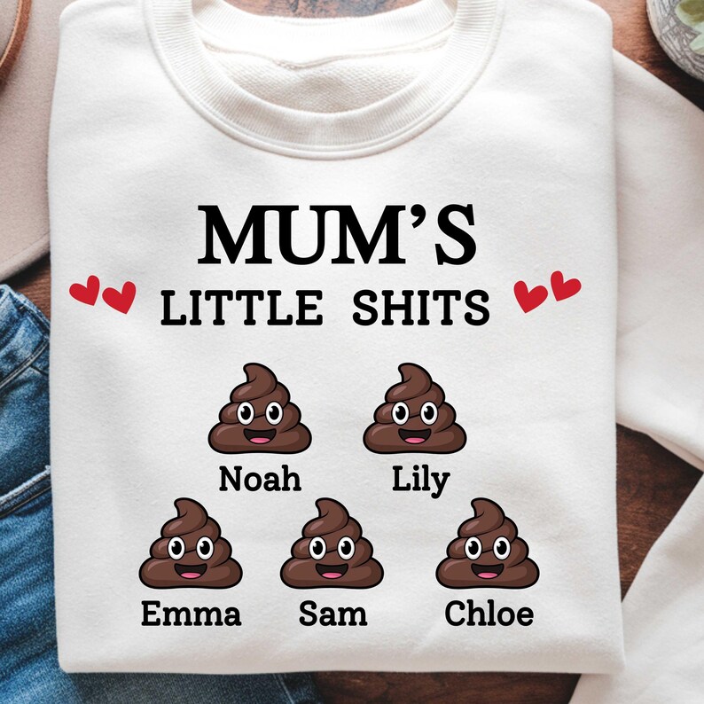 Mum Funny Personalised Png, Mums Little Shits Mug and Shirt Gift for ...
