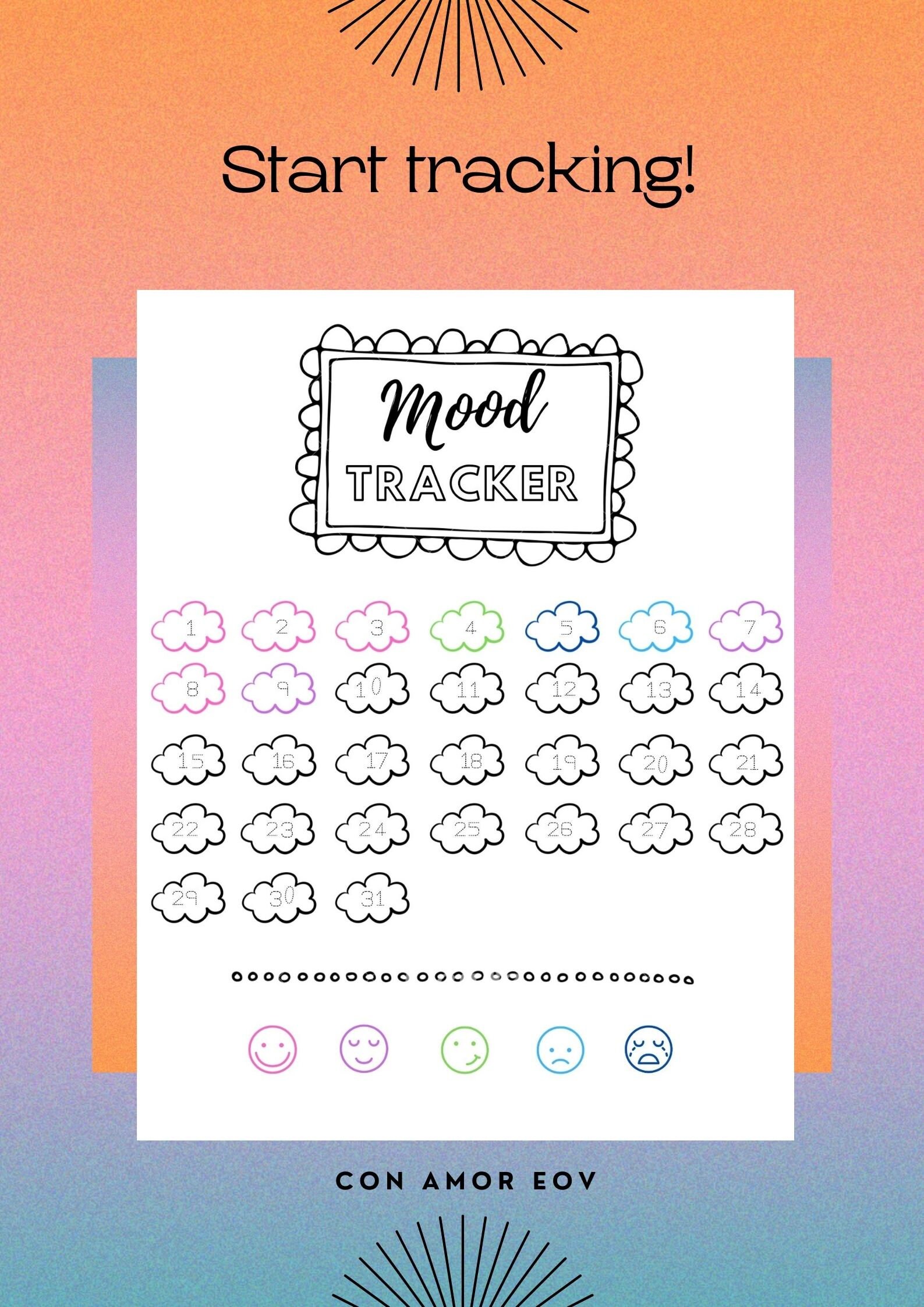 Personal Mood Tracker Printable - Etsy