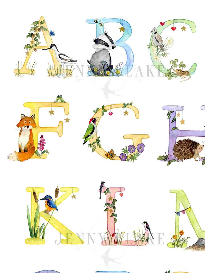 Animal Alphabet Print - Children's Nursery - Etsy