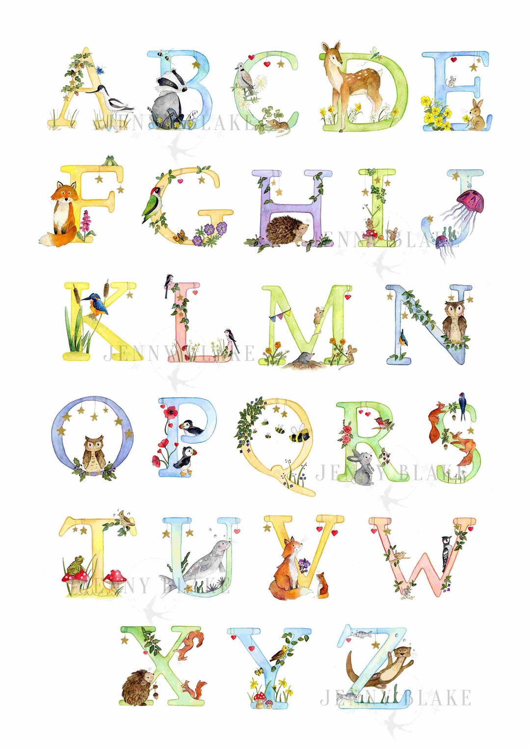 Animal Alphabet Print - Children's Nursery - Etsy