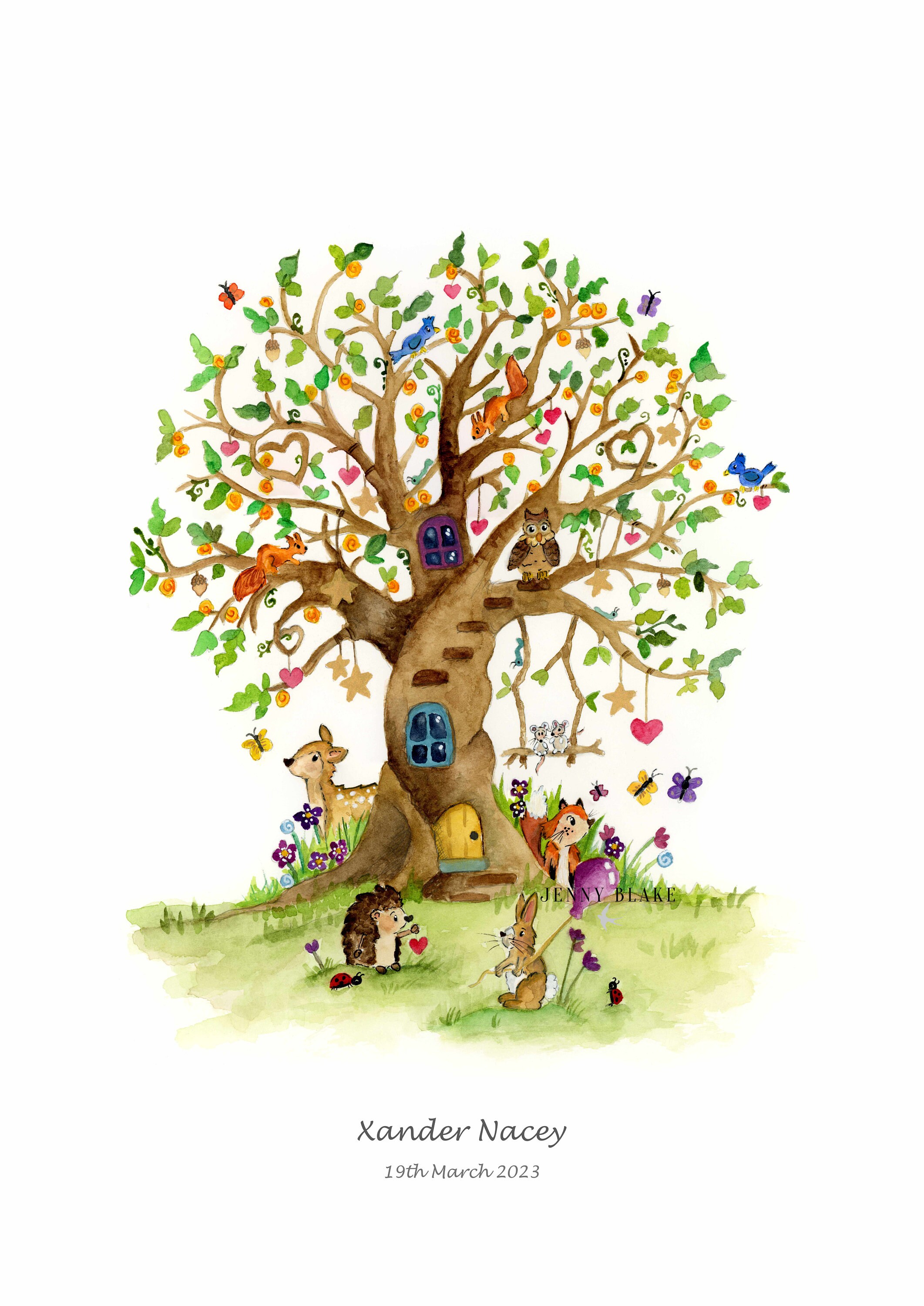Children's Tree of Happiness Illustration Print - Etsy