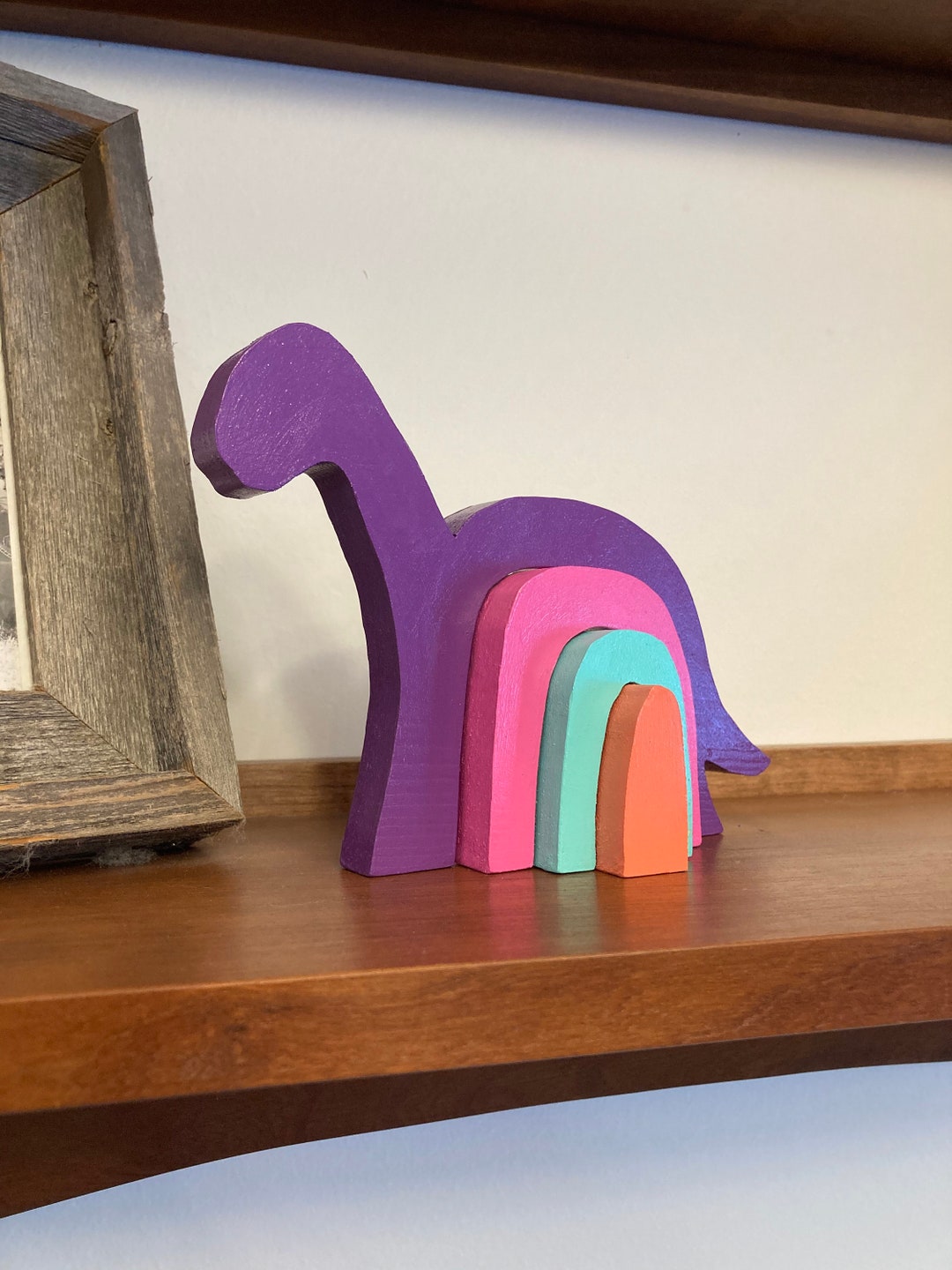 Dinosaur Wood Stacker Toy, Bedroom Decor, Educational Toy - Etsy