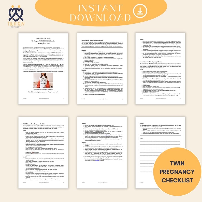 Twin Mom Pregnancy Planner Digital Twin Pregnant Worksheet - Etsy