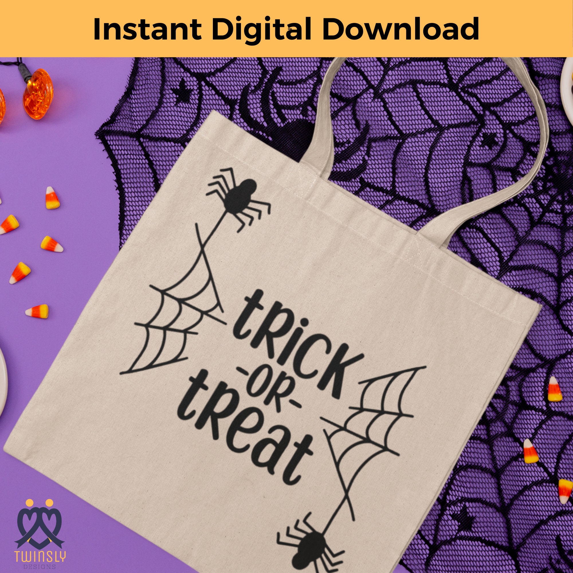 Trick R Treat PNG Halloween Spider PNG Hanging Spider Web - Etsy