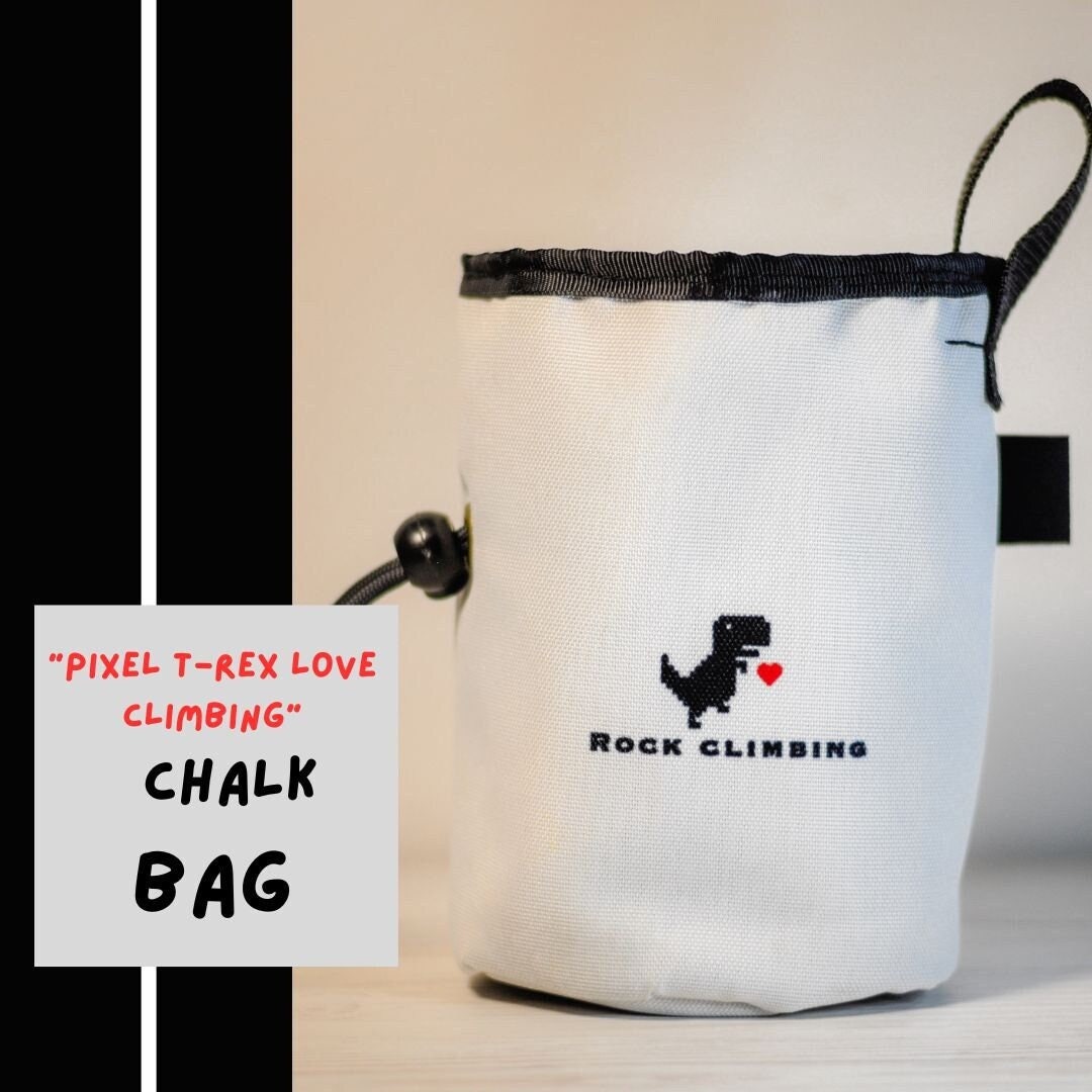 Cute Chalk Bag pixel T-rex Love Climbing Bouldering Chalk Bag Climbing ...