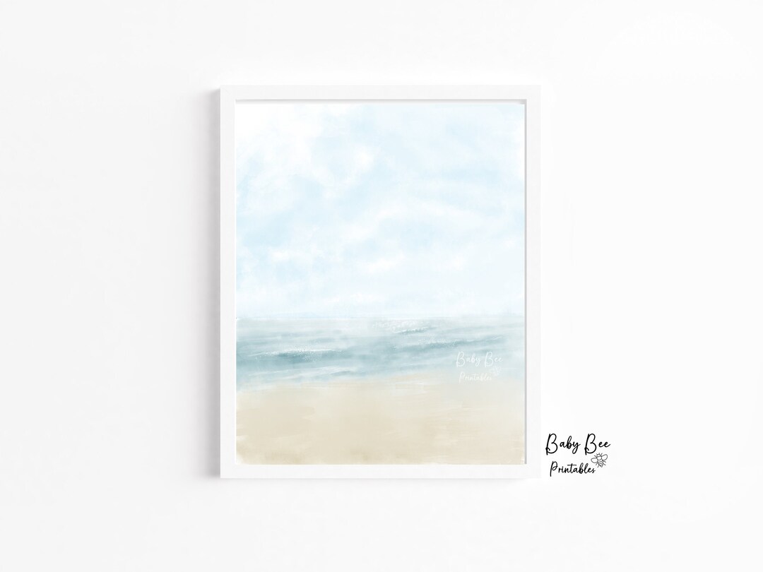 Watercolor Beach Painting, Coastal Wall Art, Beach Scenery Wall Art ...