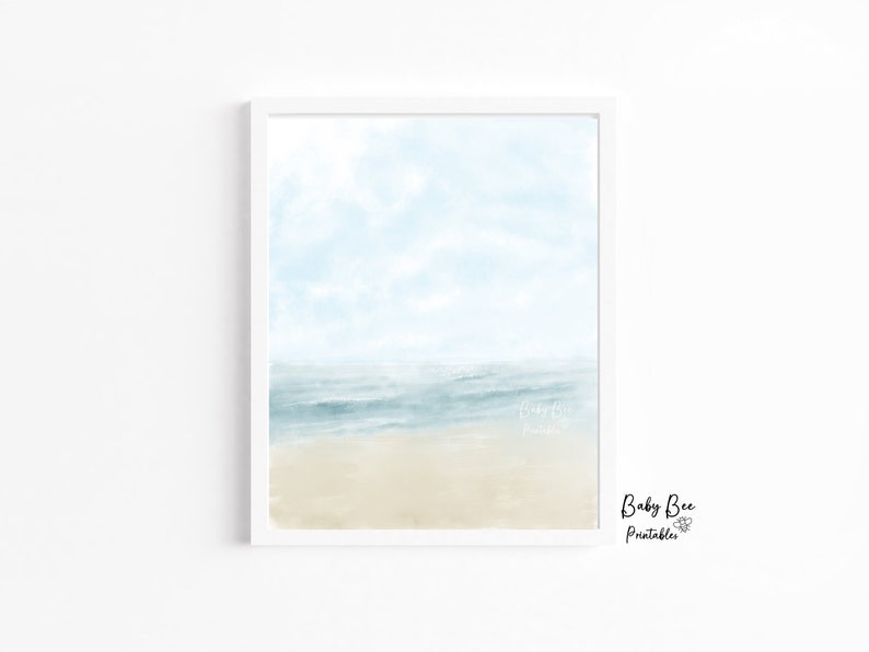 Watercolor Beach Painting, Coastal Wall Art, Beach Scenery Wall Art ...