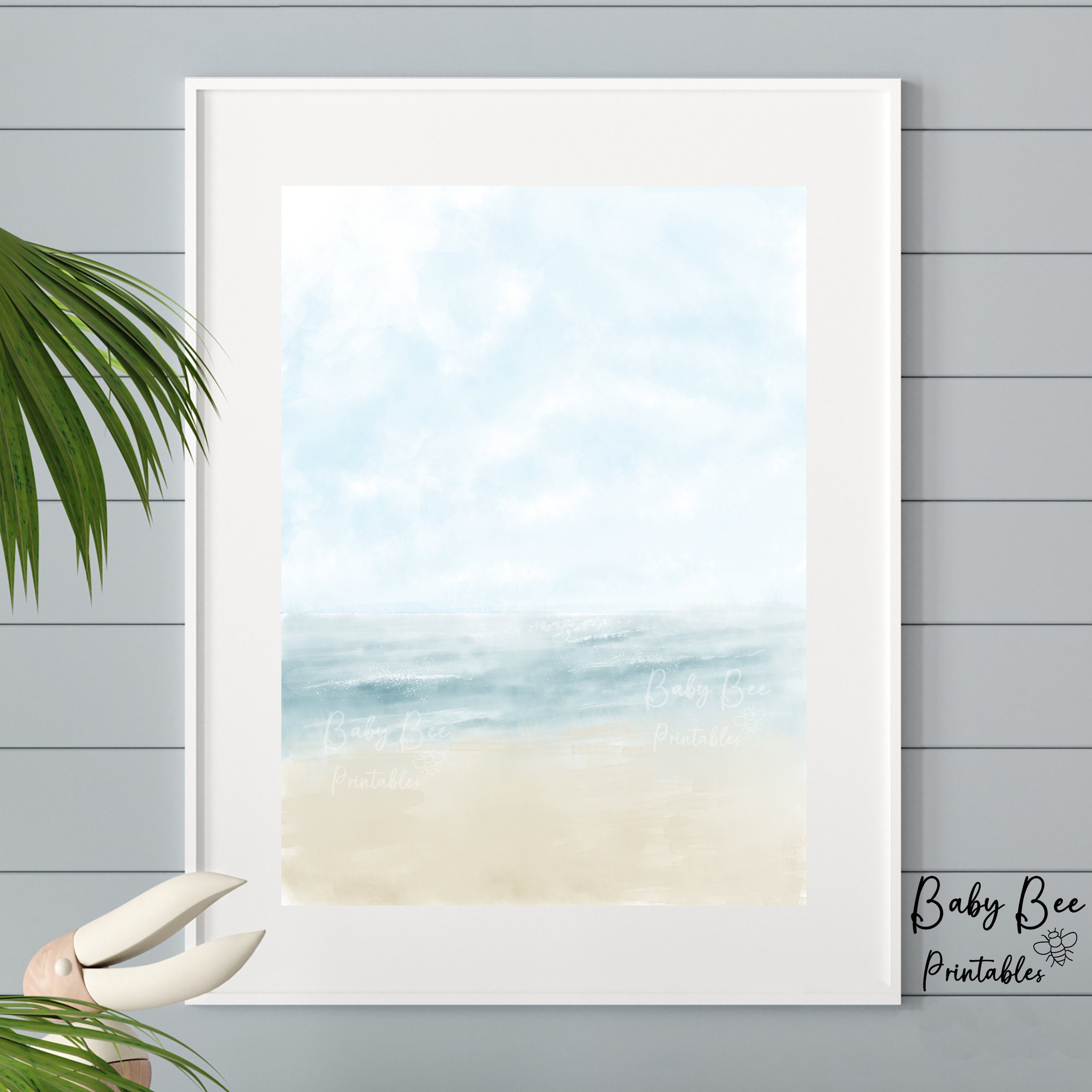 Watercolor Beach Painting, Coastal Wall Art, Beach Scenery Wall Art ...