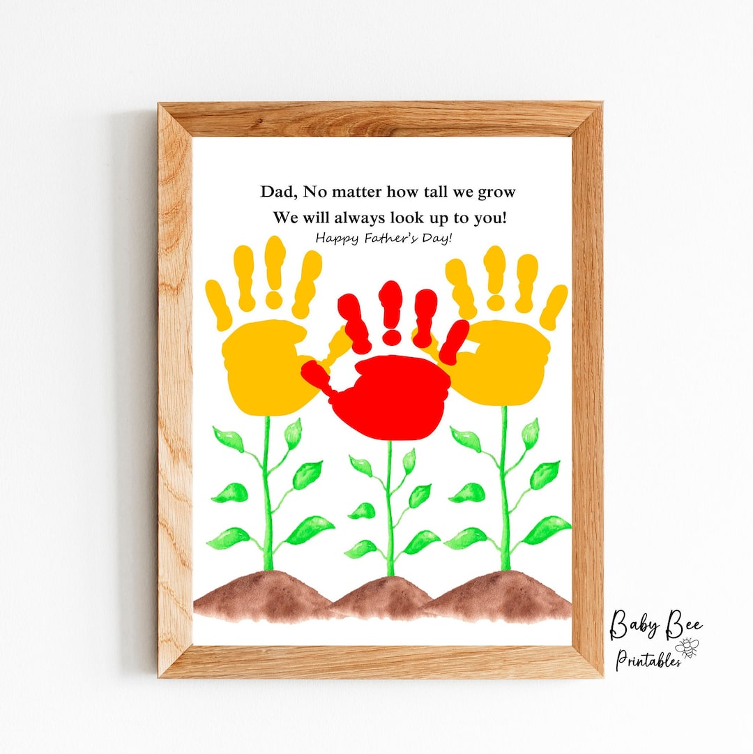 No Matter How Tall We Grow, Three Stems Flower Handprint, Gift for ...