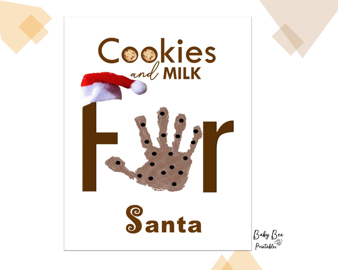 Christmas Handprint Art, Cookies for Santa Handprint Printable Template ...