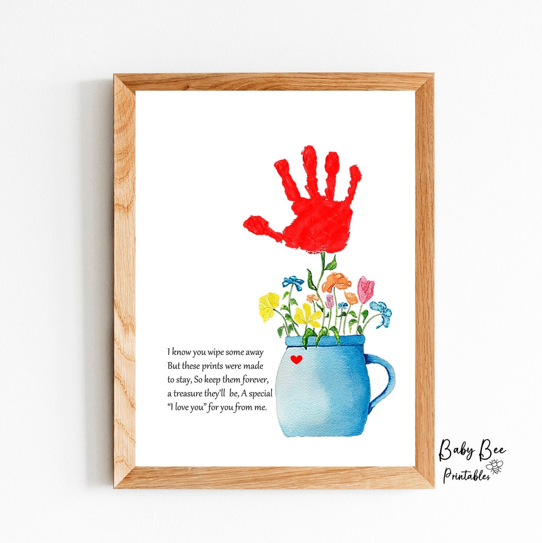 Watercolor Flower Pot Handprint Art, Handprint Keepsake, Preschool ...