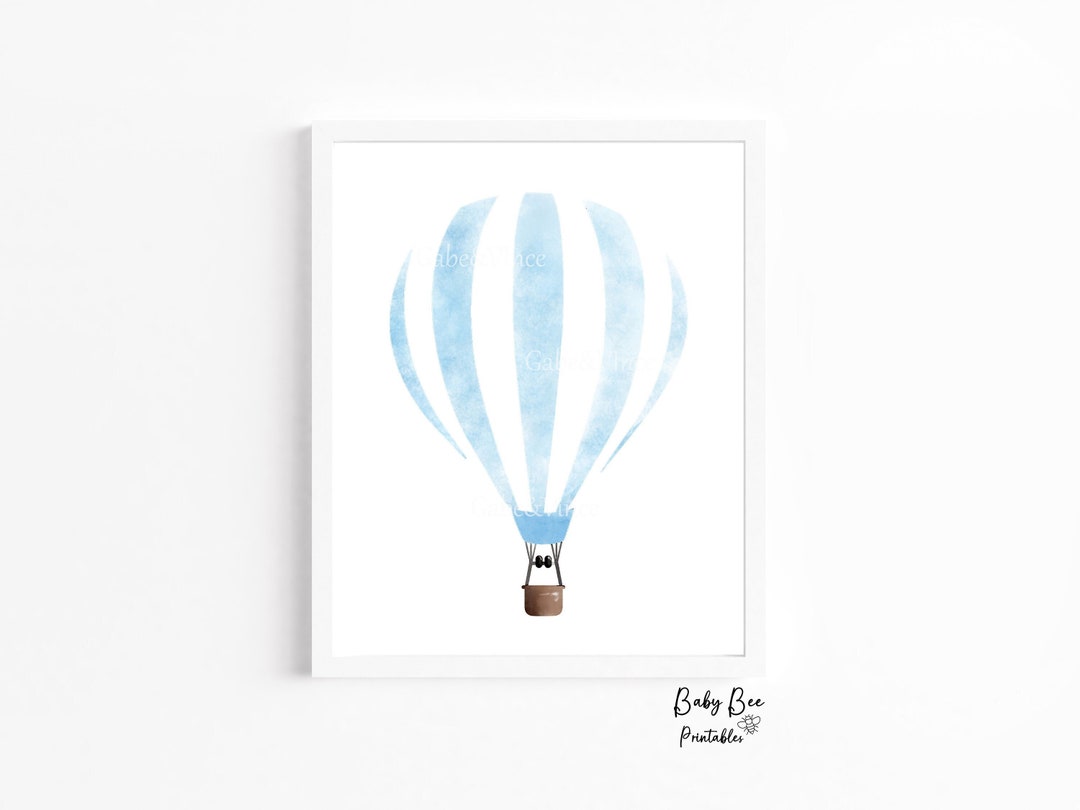 Baby Blue Hot Air Balloon Print, Printable Hot Air Balloon, Nursery ...