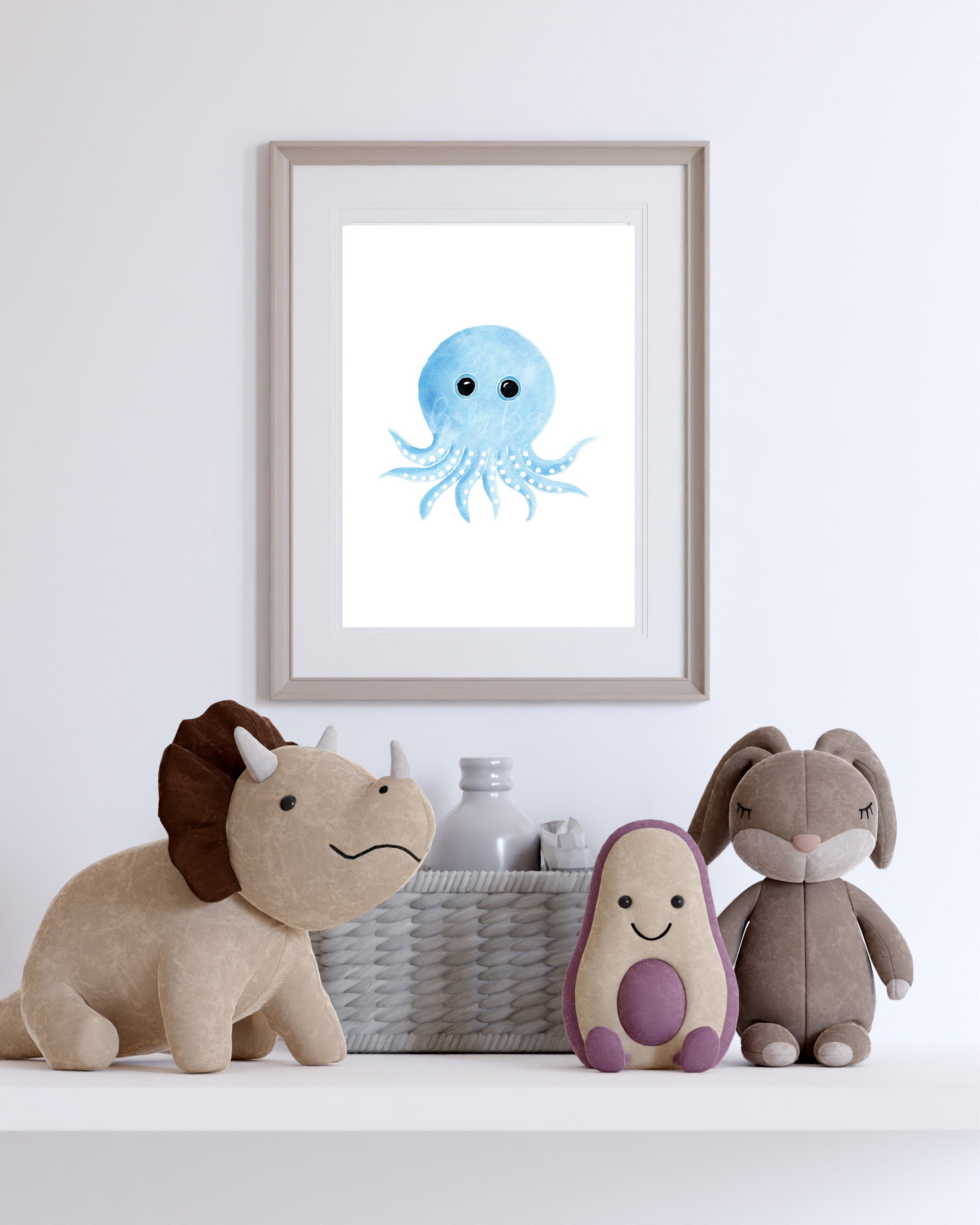 Printable Baby Octopus Watercolor, Nursery Wall Art, Cute Baby Animal ...