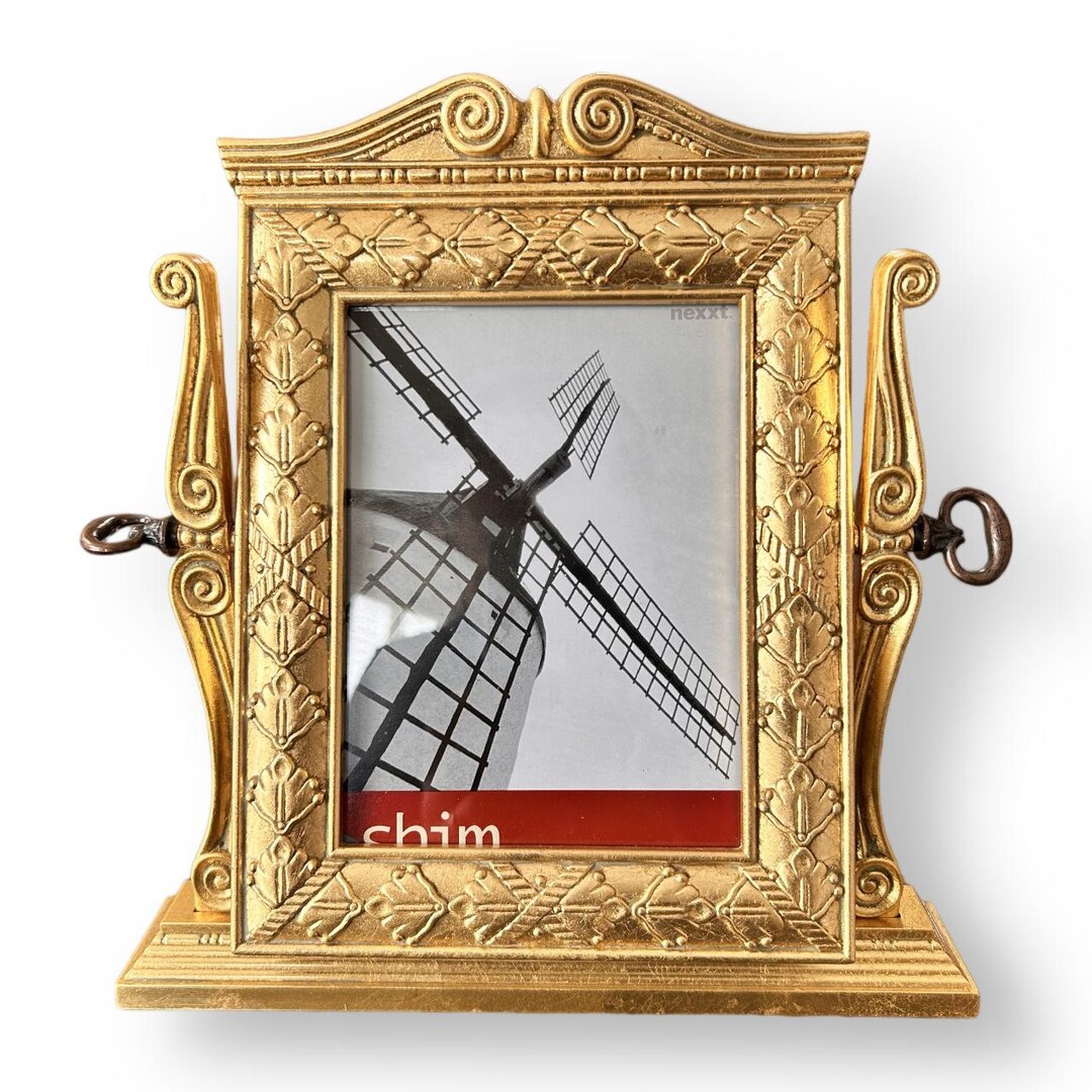 Gold Rotating Table Top Frame, 5x7” Gold Baroque Style Photo Frame ...