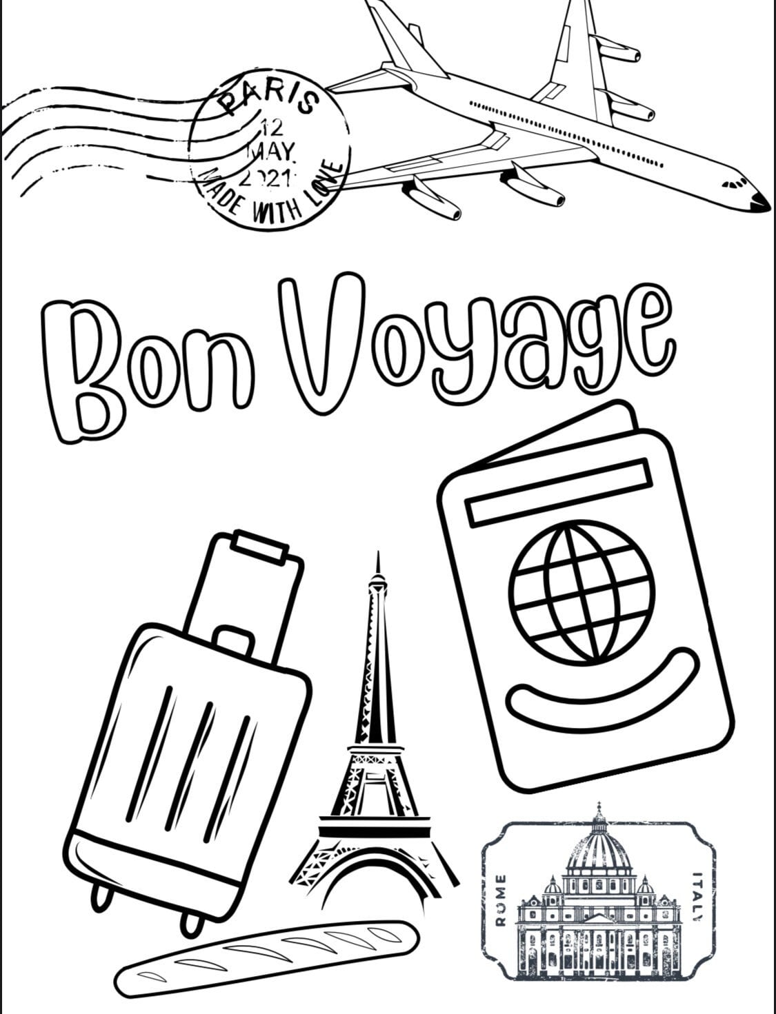 Downloadable Coloring Sheet Travel Edition for Children and Adults - Etsy