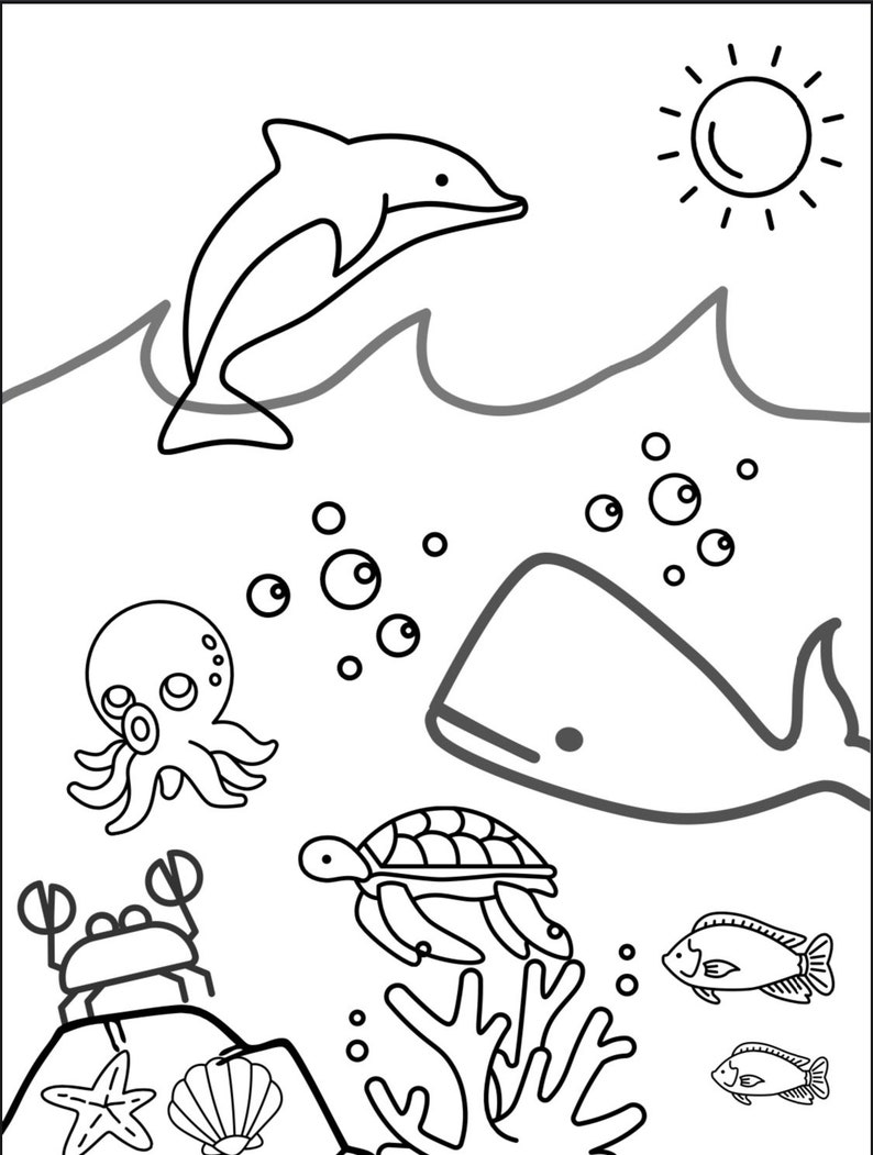 Downloadable Children’s Coloring Activity Sheet Under the Sea Edition ...
