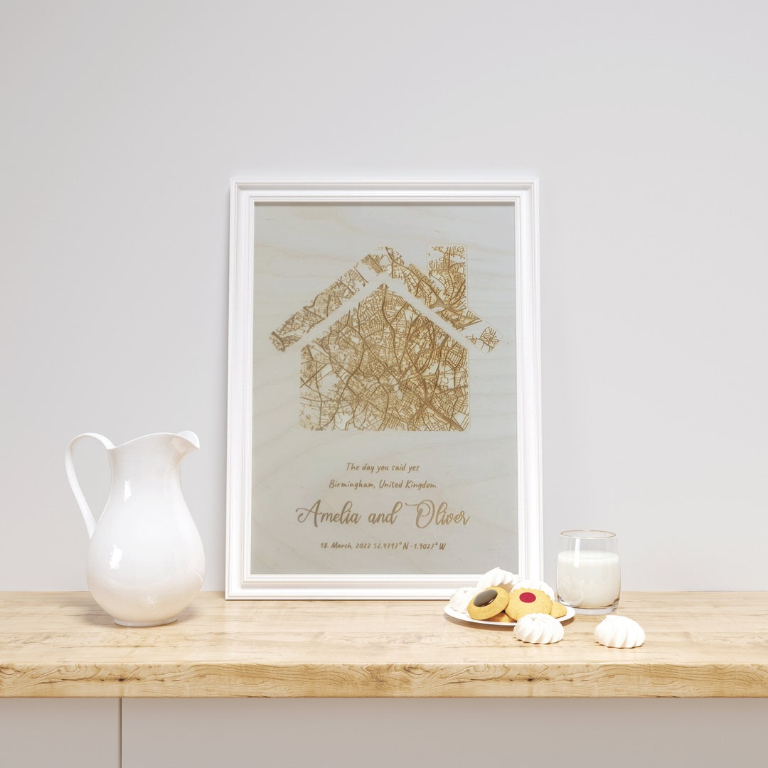 Personalised Wooden House Map Custom House Map Personalised Valentines ...