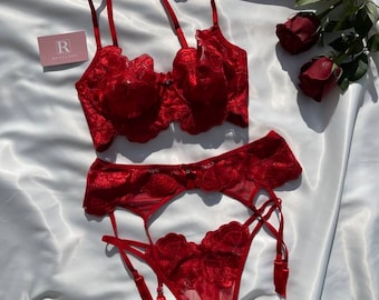 Red Lingerie - Etsy