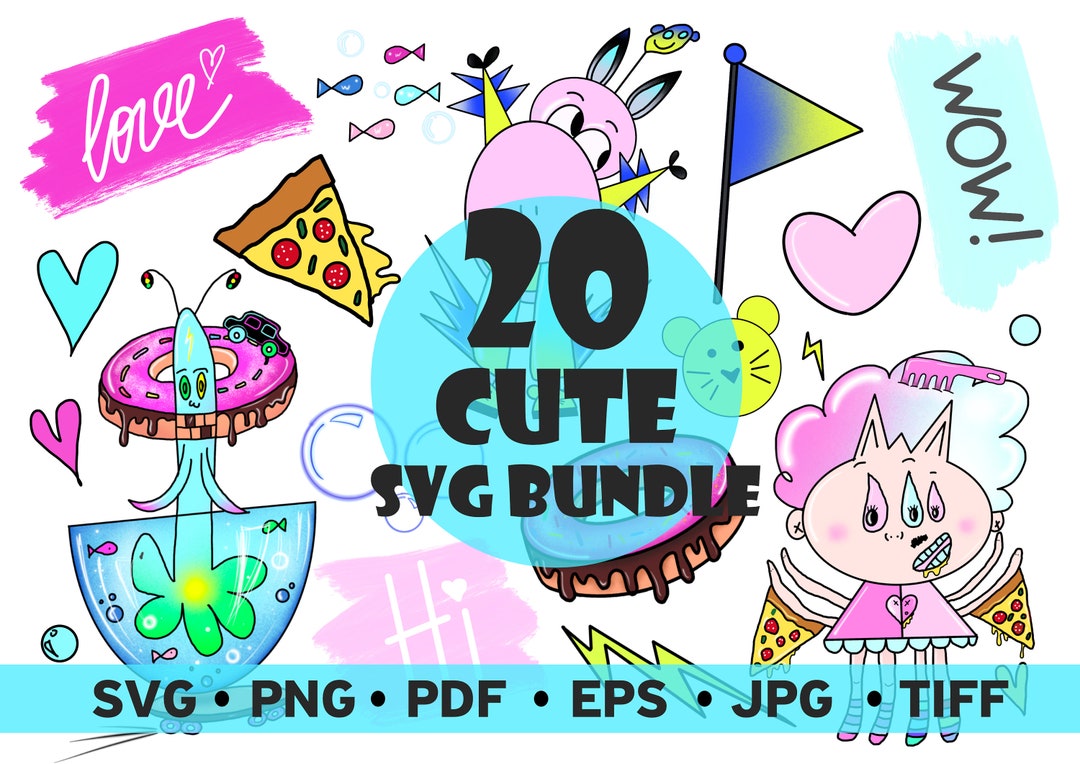 Cute Monsters SVG, Doodles Bundle SVG, Fun Character Sticker SVG ...