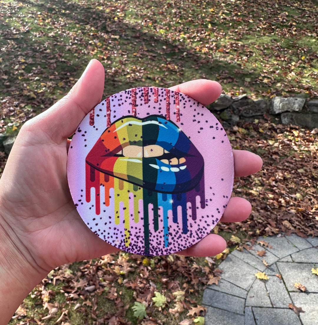 Rainbow Drip Lips Coasters, Rainbow Lips Coasters, Pride Month Coasters ...