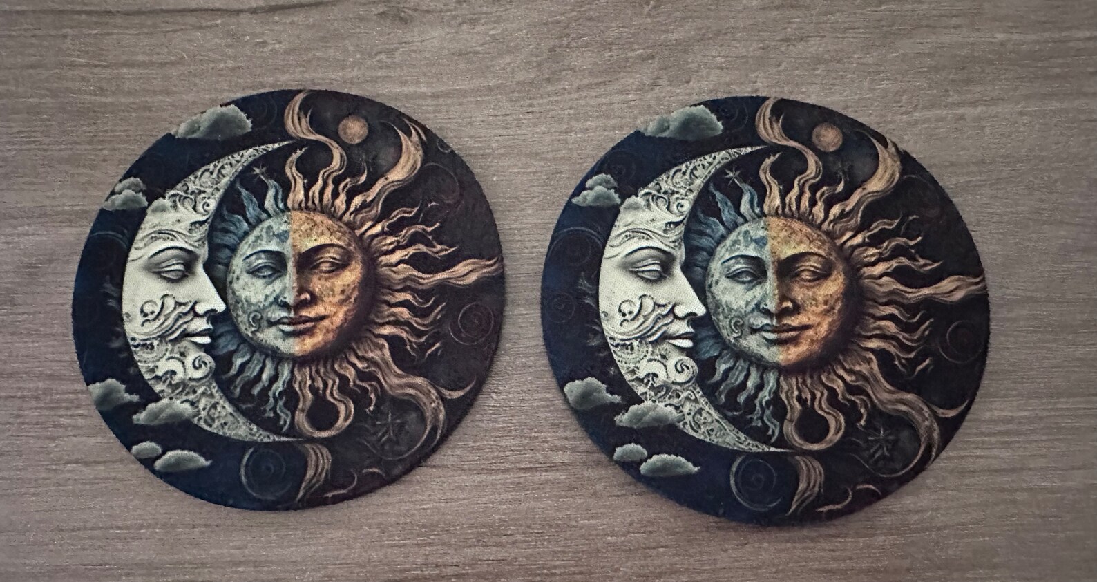 Celestial Moon and Sun Coasters: Rubber Mat Coaster Set - Etsy