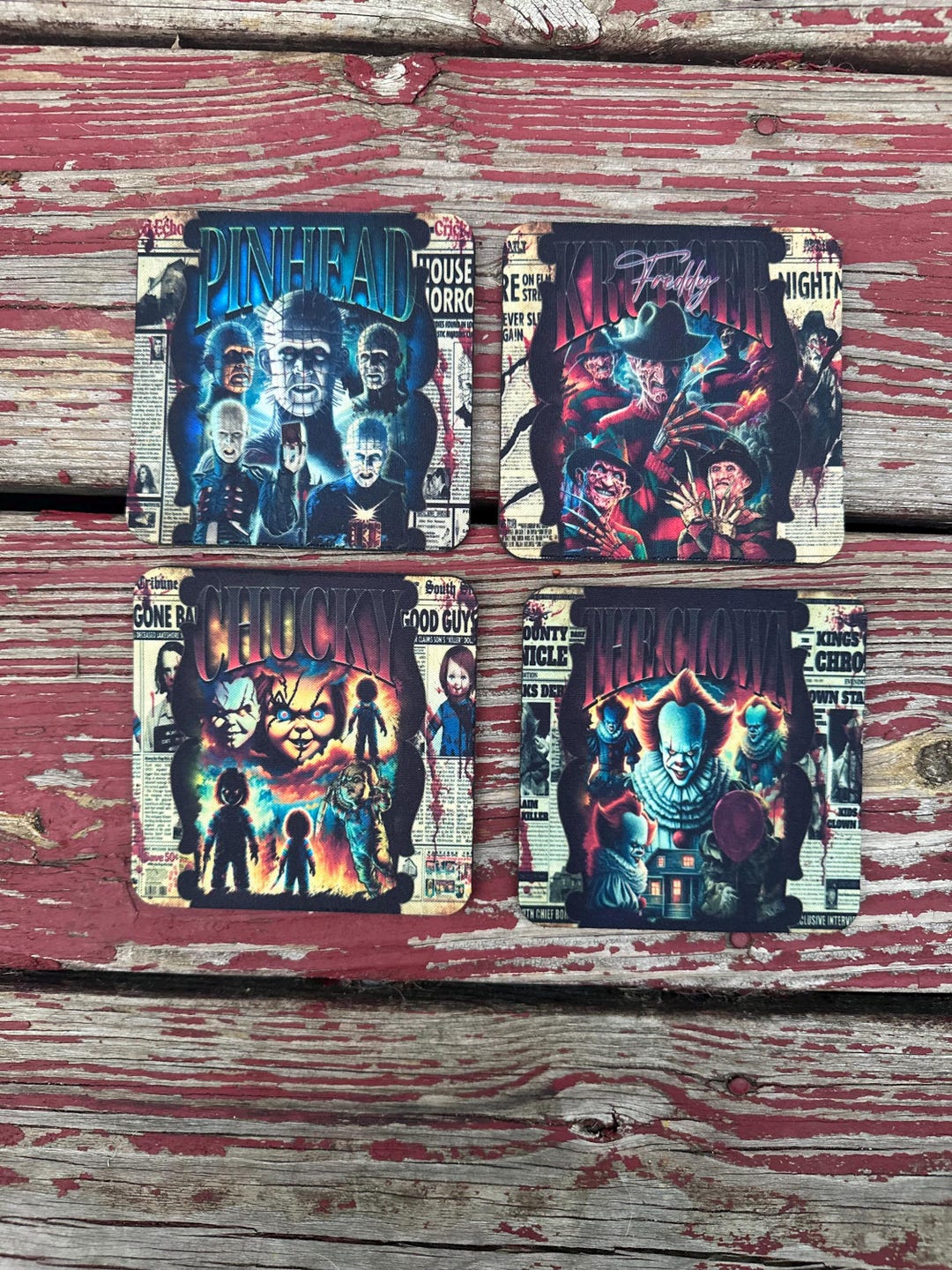 Horror Movie Character Coasters - Halloween Decor, Set of 4 - Etsy