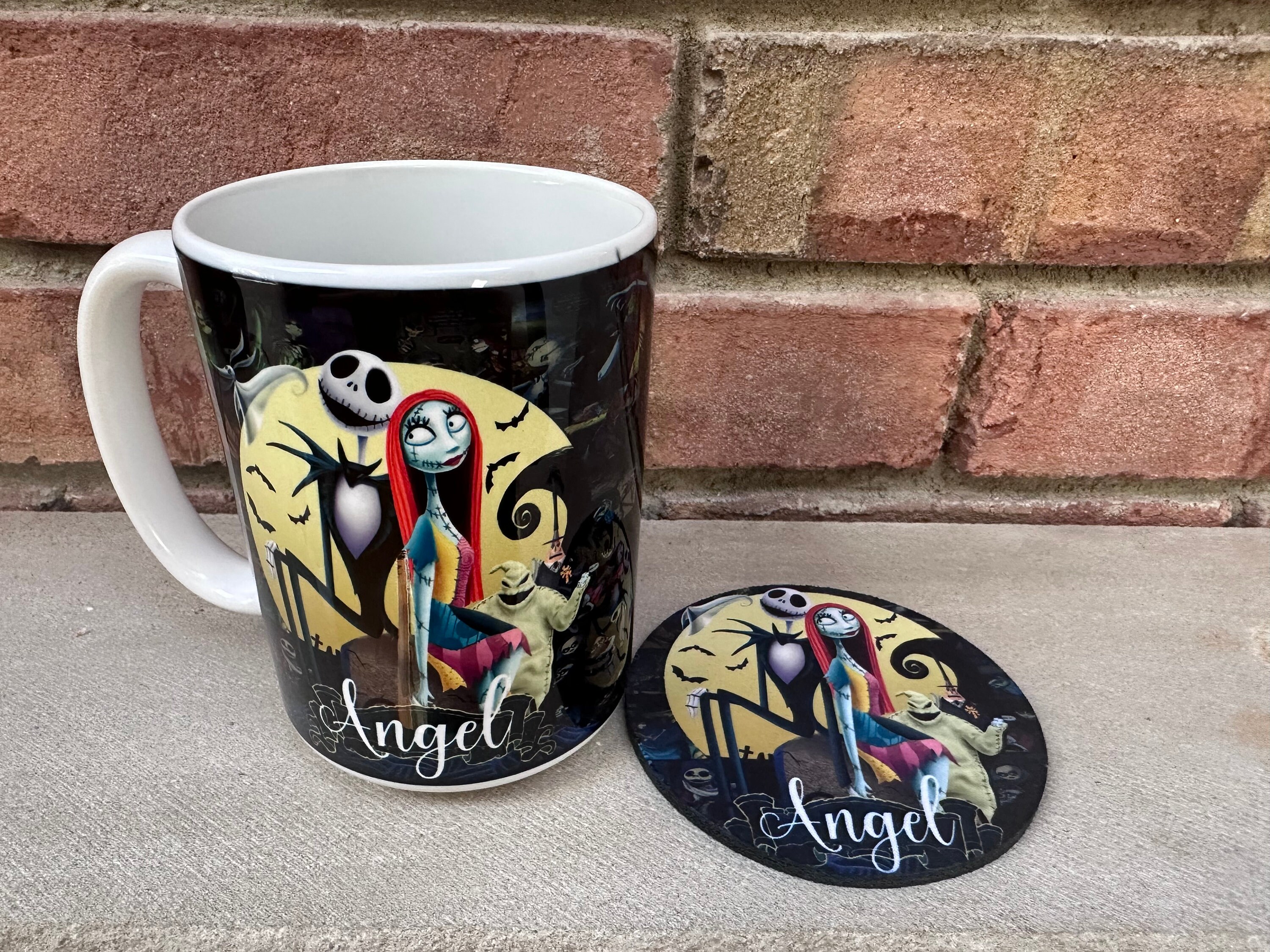 Personalized Nightmare Before Christmas Coffee Mug and Matching Coaster ...