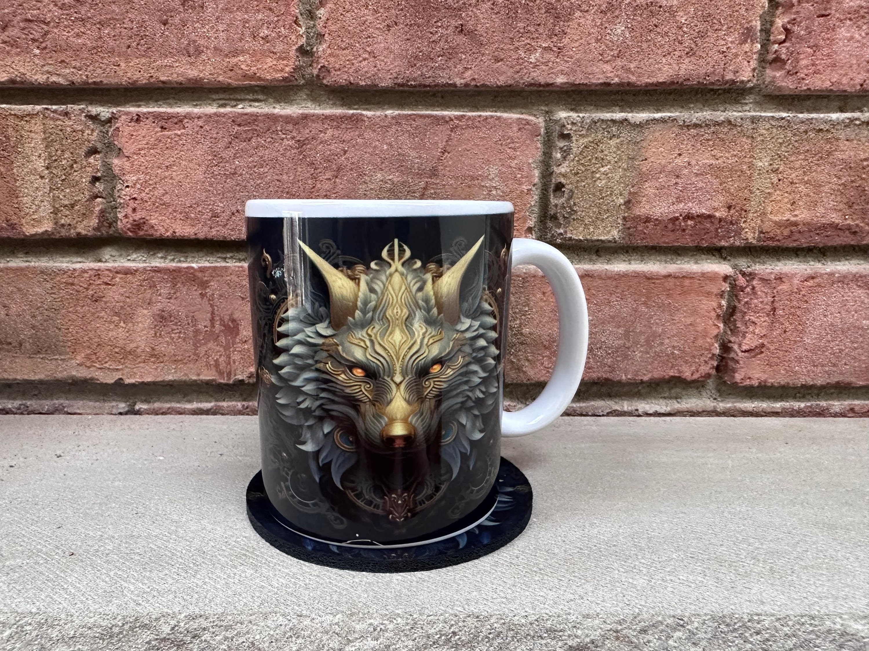 Wolf Gothic Mug, Wolf Coffee Mug, Gothic Wolf Mug, Viking Wolf Mug ...