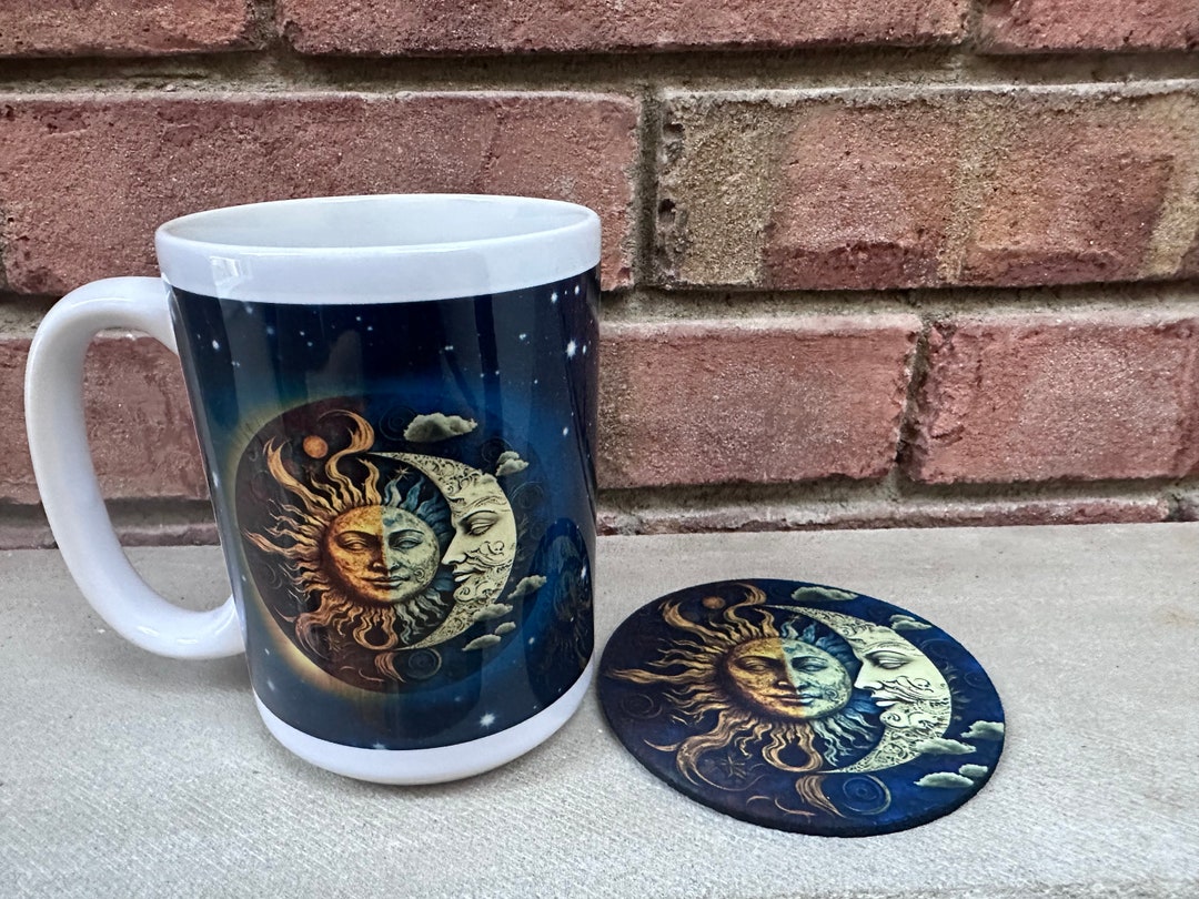Celestial Sun and Moon Mug and Coaster Set/ the Moon and Sun Mug ...