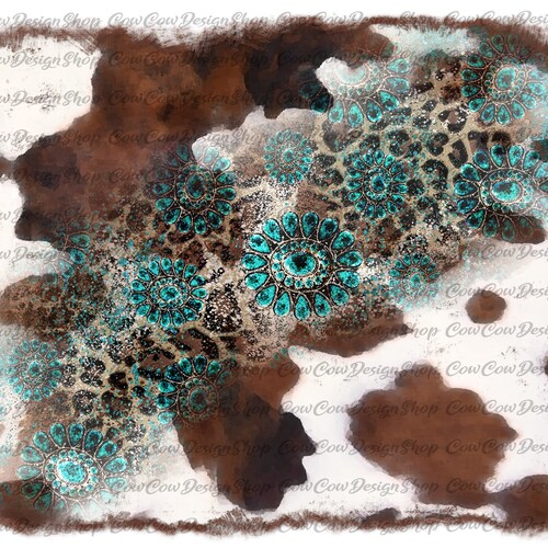 Cowhide Leopard Turquoise Glitter Background PNG Sublimation | Etsy