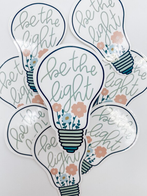 Be the Light Sticker Boho Floral Sticker Lightbulb Sticker - Etsy
