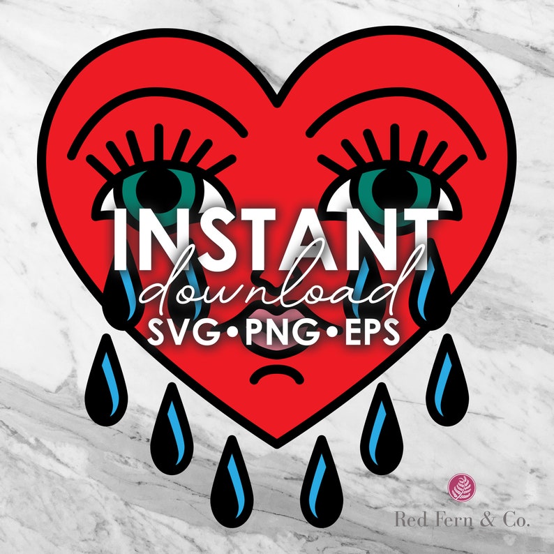 Valentine's Day, Crying Heart, SVG, PNG, EPS Files - Etsy
