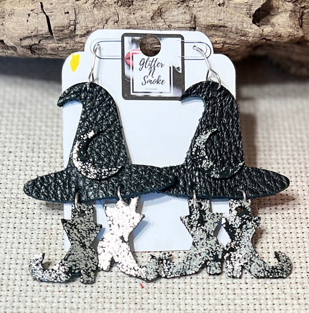 Black and Silver Leather Witch Hat and Boots Skull and Rose - Etsy