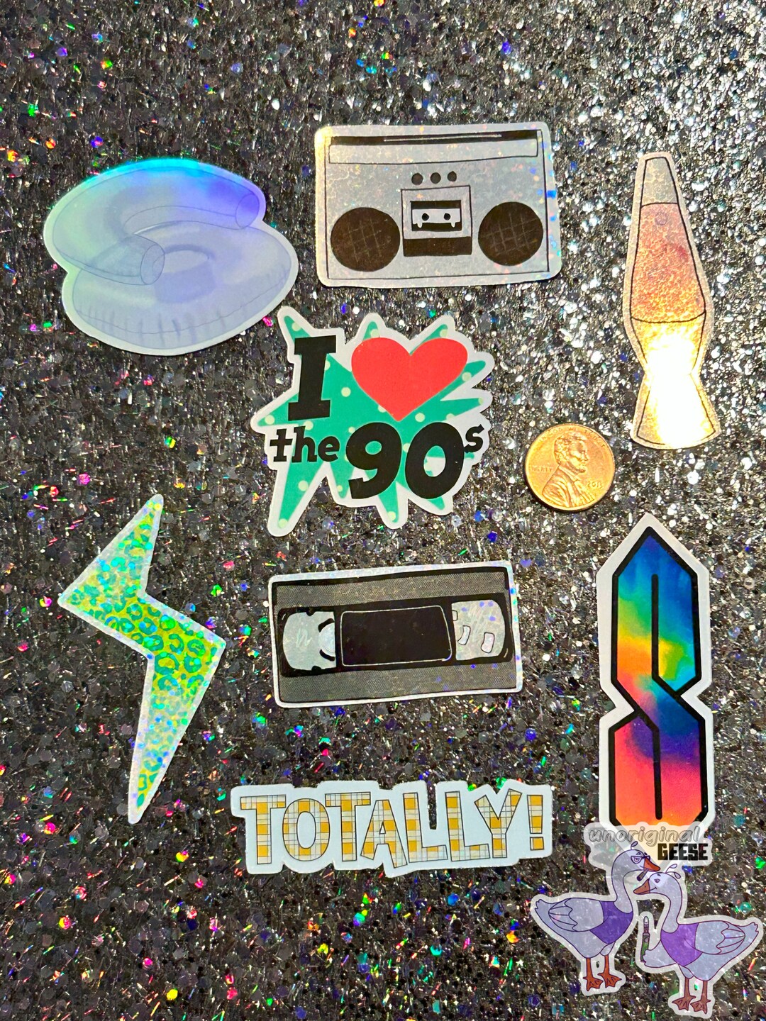 Cool 90s Holographic Sticker Pack – Retro Vinyl Decals for Laptops ...