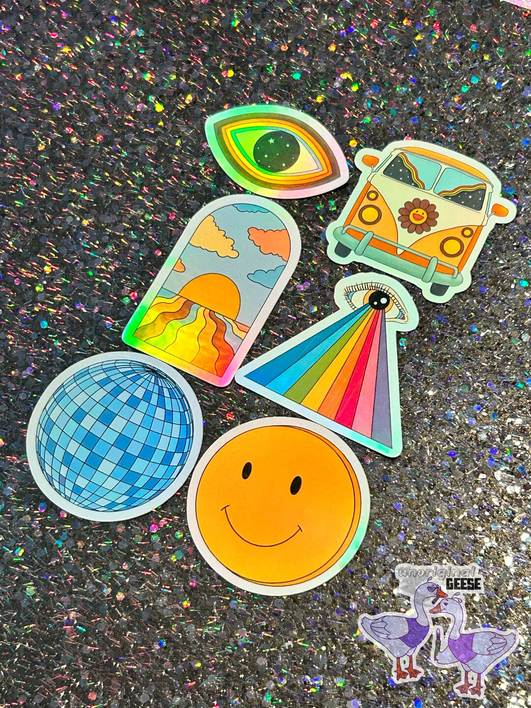 Groovy Sticker Pack Holographic Sticker Not Waterproof Notebook Decal ...