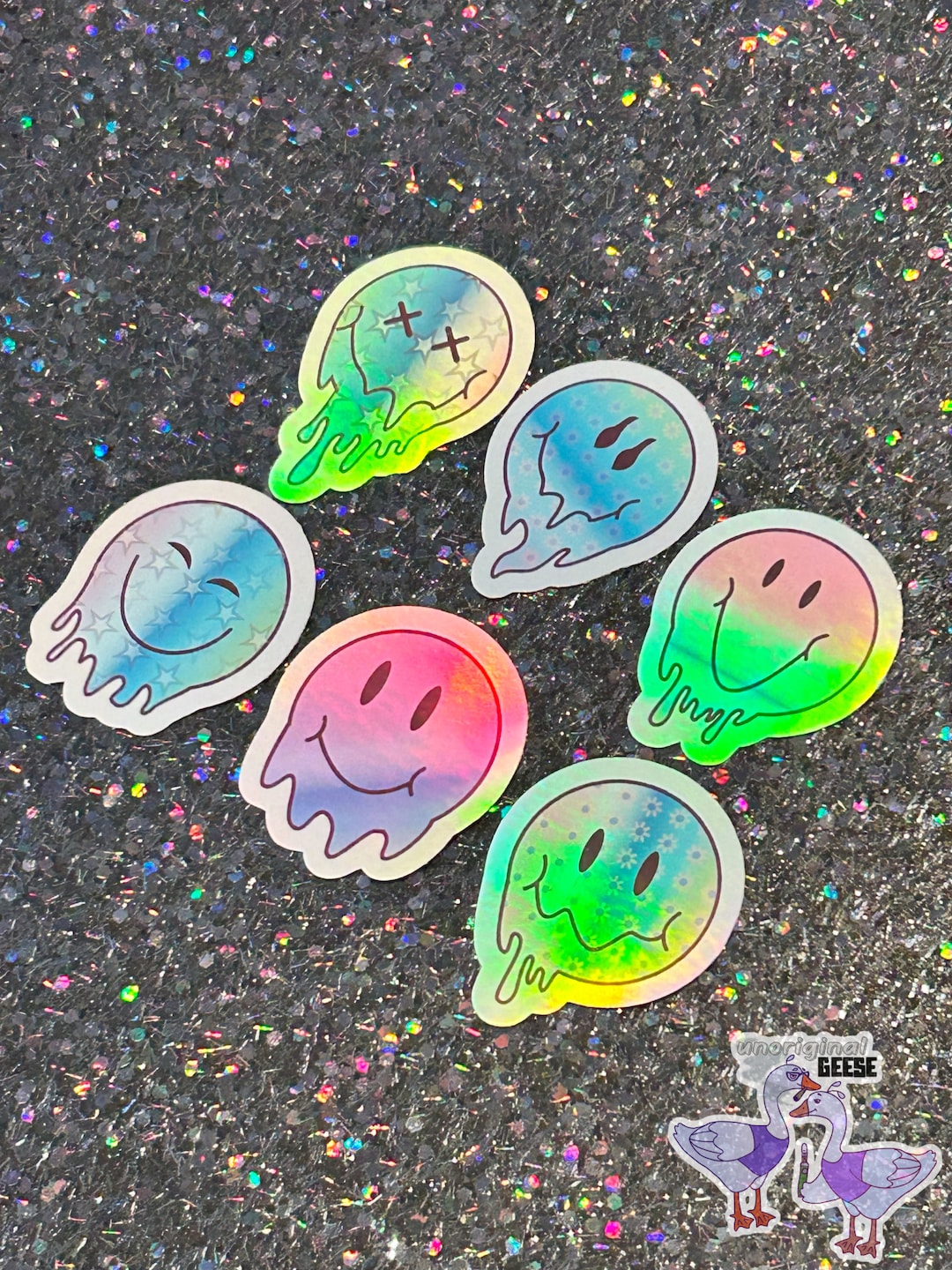 Holographic Dripping Faces Stickers Pack - Eye-catching, Unique Decals ...